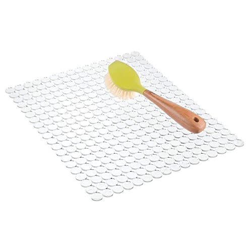 iDesign Orbz PVC Plastic Sink Grid, Non-Skid Dish Protector for Kitchen, Bathroom, Basement, Garage, 12" x 15.5" - Clear