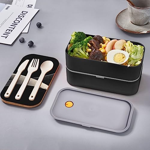 Abstract Curves Adult Lunch Box, Bento Box, With Cutlery Set Of 3, 2 Compartments, Rectangular, Lunch Box For Adults