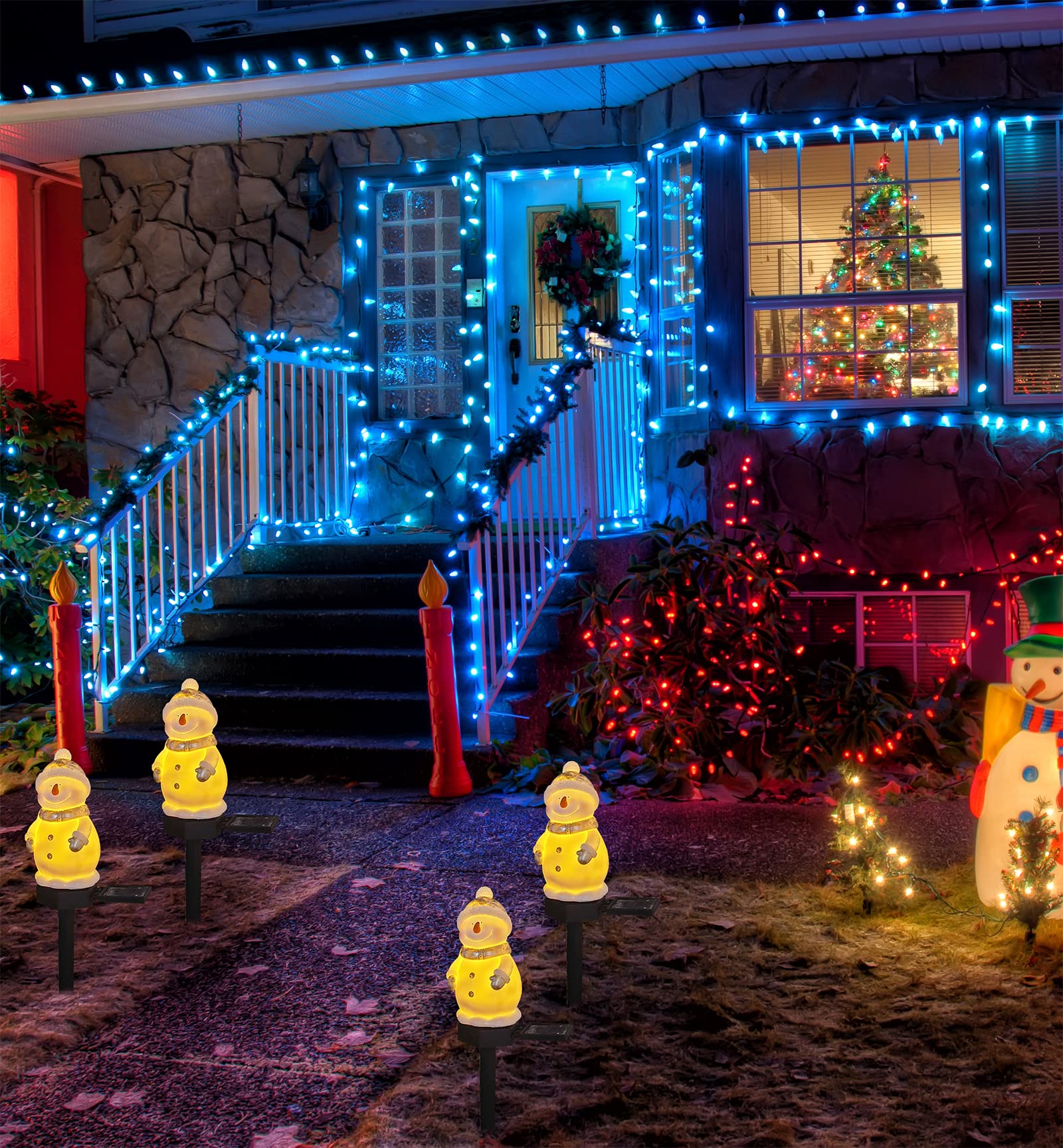 Chween Solar Christmas decration Lights Outdoor Garden Pathway Stake LED Lights Decor-2pcs Home Outdoor Yard Lawn Pathway Walkway Driveway Christmas Holiday Winter Decoration (Snowman)