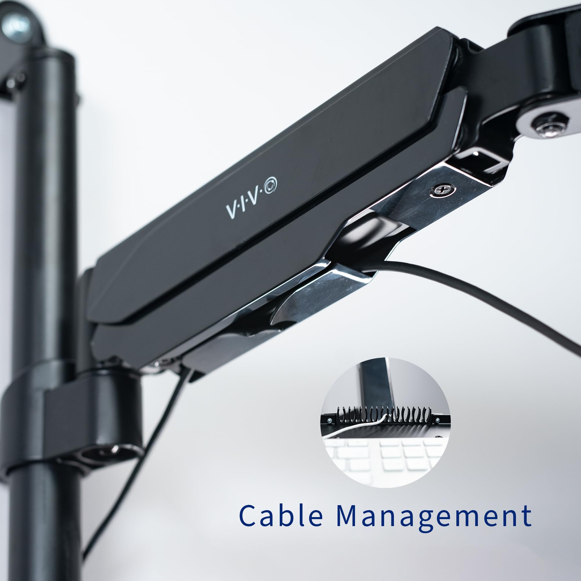 VIVO Black Sit-Stand Height Adjustable Pneumatic Spring Arm Keyboard, Monitor, CPU Wall Mount for 1 Screen up to 32 inches STAND-SIT1BW