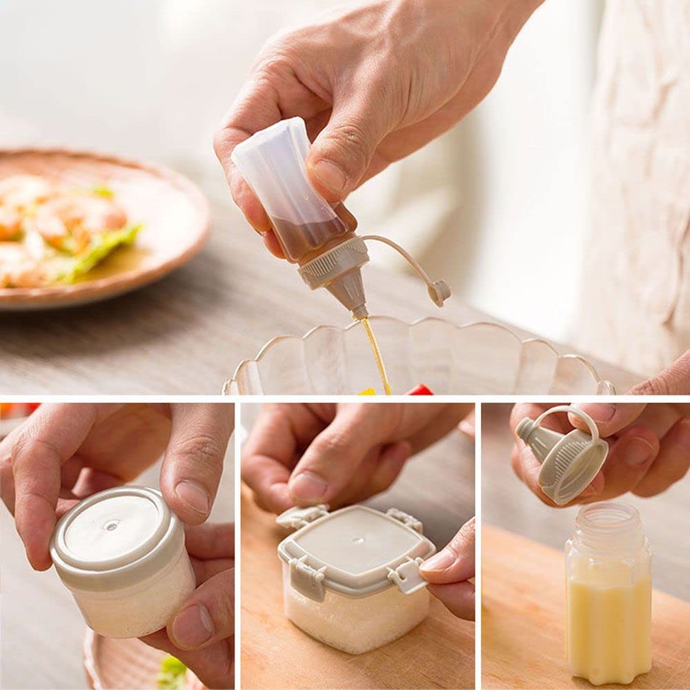 4pcs Mini Size Jam Squeeze Bottle with Lid Sauce Seasoning Box Portable Spices Storage Container(Squeeze Bottle)