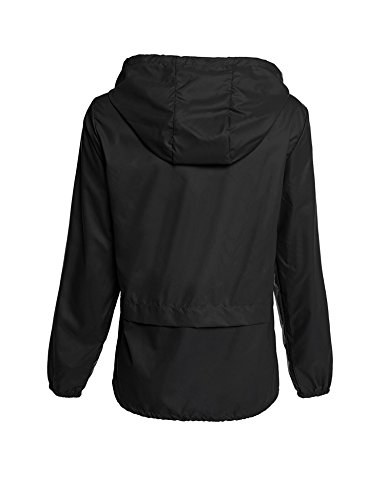 Avoogue Lightweight Raincoat Climbing Jackets Women's Waterproof Windbreaker Packable Outdoor Hooded Fall Rain Jacket Black XL