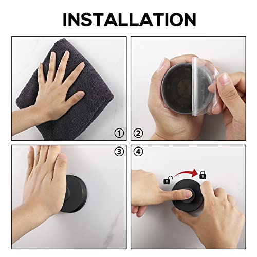 ABTIABGY Suction Cup Hooks for Shower, Bathroom, Kitchen, Glass Door, Mirror, Suction Hook Holder for Hanging up to 12 lbs Glass Shower Door Hook Waterproof & Rustproof Black (4-Pack)