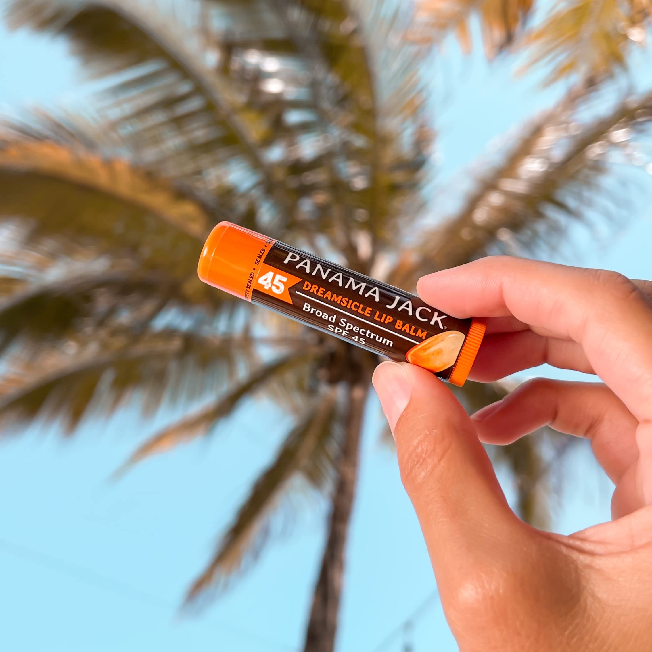 Panama Jack Sunscreen Lip Balm - SPF 45, Flavor Pack, Broad Spectrum UVA-UVB Sunscreen Protection, Prevents & Soothes Dry, Chapped Lips (Dreamsicle/Vanilla)