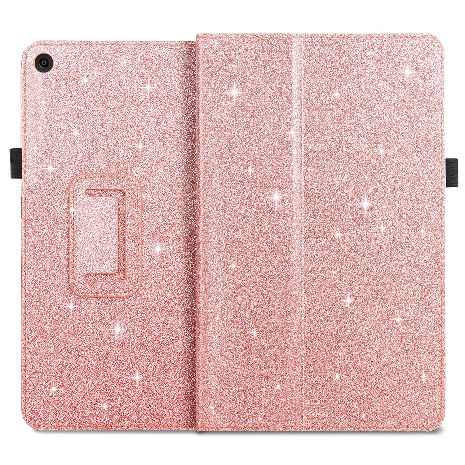 Fingic for Amazon Fire HD 10 Case 2017&2019,for Kindle Fire HD10 2017/2019 Cases,Luxury Sparkly Folio Folding Stand Cover with Holder & Auto Wake/Sleep Smart Case for Fire HD 10 inch Case,Rose Gold