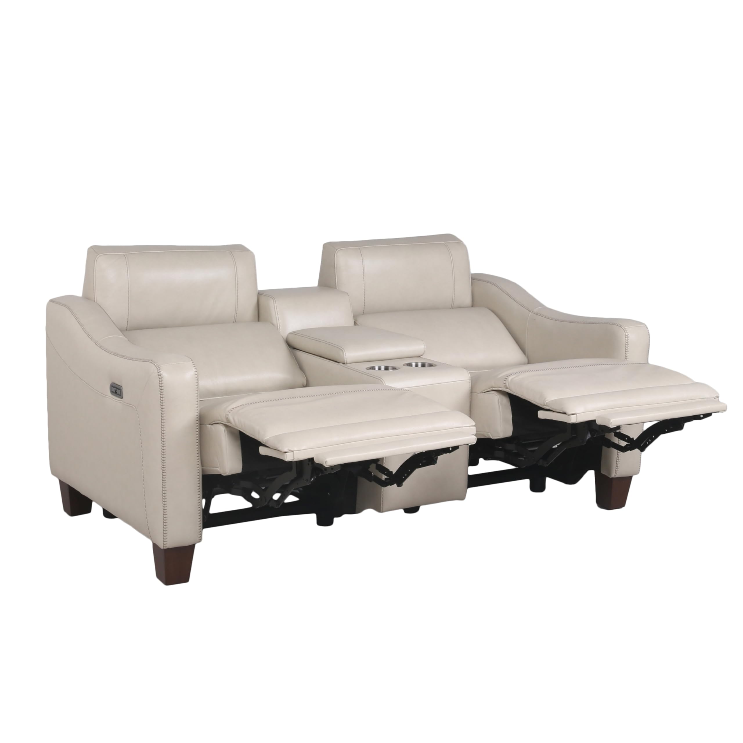 Steve Silver Furniture Ivory Dual-Power Leather Loveseat, Wall Saver Design, Transitional Style, Top Grain Leather, USB Charging Port, Power Headrest and Power Footrest, 39" D x 71" W x 38" H, Ivory