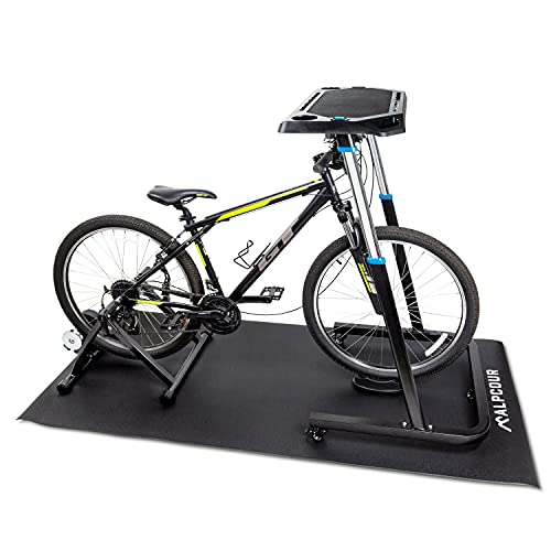 Alpcour Bike Trainer Mat – 36”x78” Multipurpose Carpet and Floor Protection – Water-resistant with Anti-slip Texture and Noise Insulation for Home and Indoor Gym Workout Cycling