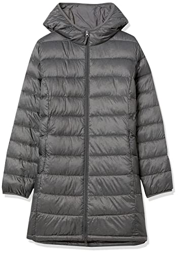 Amazon Essentials Women's Lightweight Water-Resistant Hooded Puffer Coat (Available in Plus Size), Charcoal Heather, XX-Large