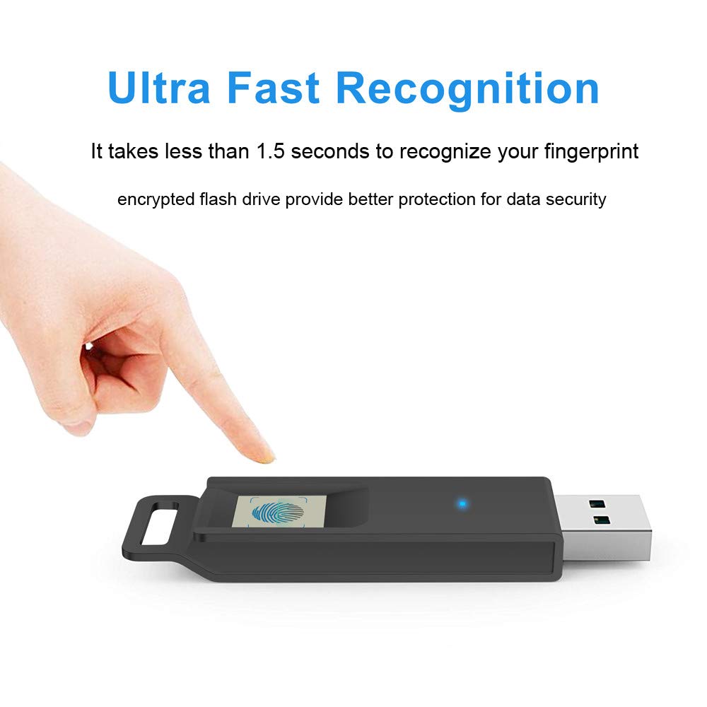 32GB Flash Drive, Aiibe Fingerprint USB 3.0 Flash Drive 32 GB High Speed Recognition Encrypted USB Drive Security Protection Thumb Drive USB Stick (32G, Black)
