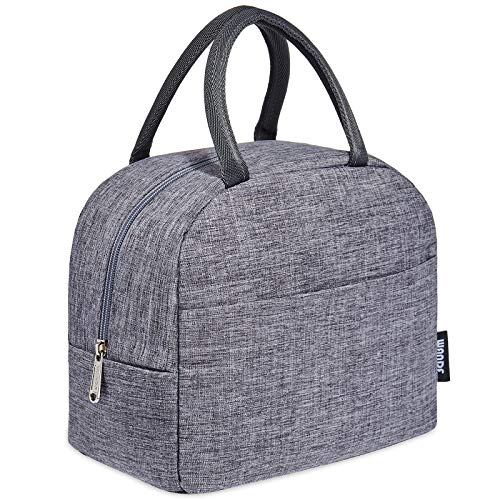 Lunch Bag Reusable Cooler Bag Lunch Box Containers Insulated Lunchbox Tote Bag Water-resistant Leakproof Womens Mens Office Work Beach Hiking Picnic Fishing (Grey with Upgrade Insulated Lining)