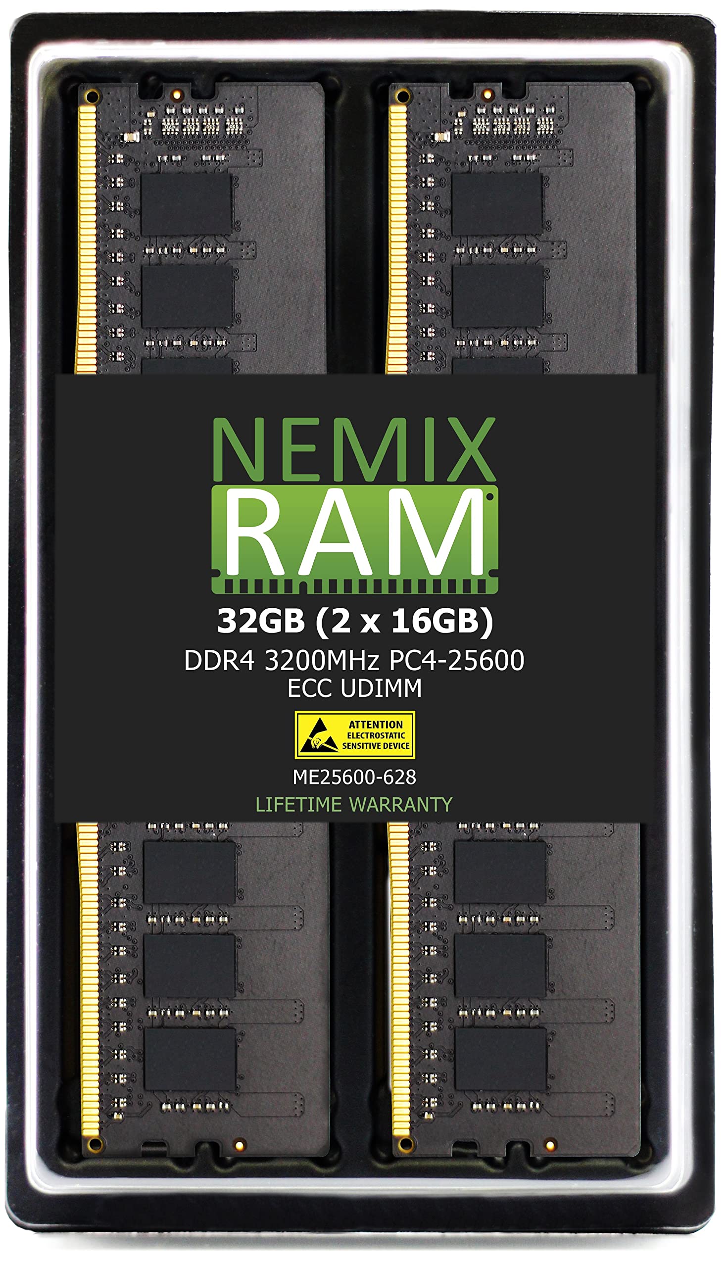 32GB Kit 2x16GB DDR4-3200 PC4-25600 ECC 2Rx8 Unbuffered Server Memory by NEMIX RAM