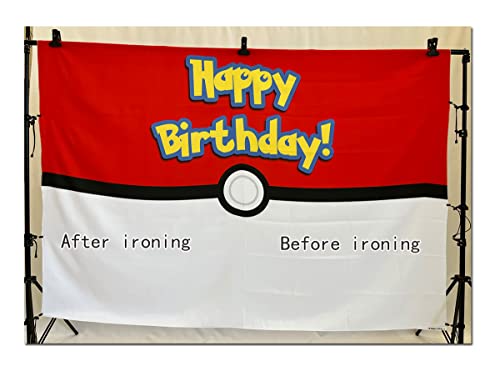 5x3ft Cartoon Video Game Birthday Photography Backdrops Magical Pet Red and White Ball Photo Background Party Table Banner Back Drop Decor