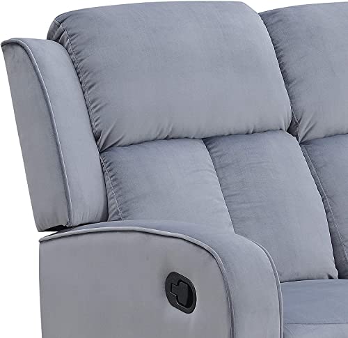 AC Pacific Dale Living Room Manual Reclining Sofas, Modern Upholstered Couch with Curve Arms and Padded Back Cushions, Loveseat, Flint Grey