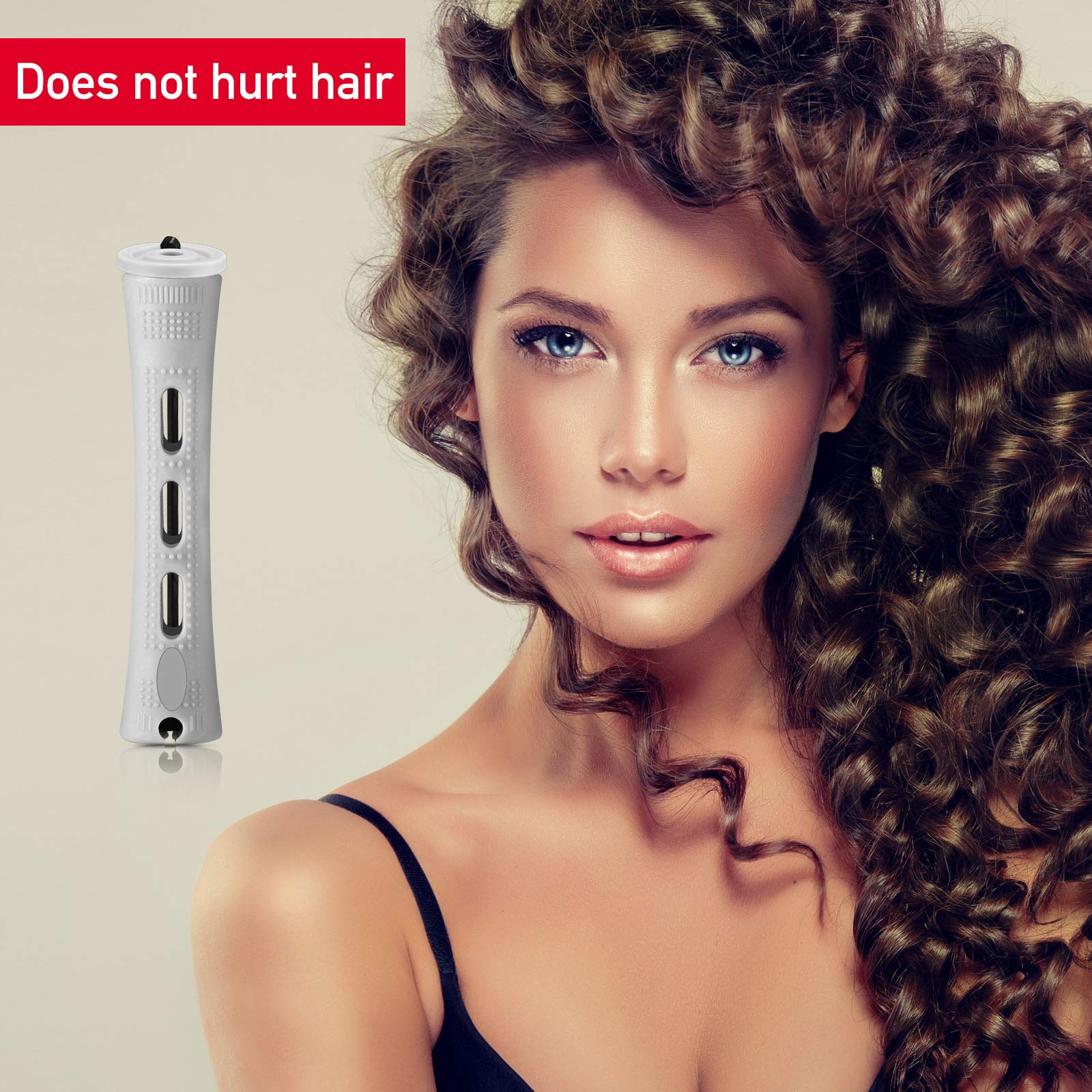 WILLBOND 60 Pcs Perm Rods Natural Long Short Hair Perm Rods with Elastic Rubber Band Non Slip Plastic Perming Cold Wave Kit for Women Hairdressing Styling Tool(0.59 Inch,Gray)