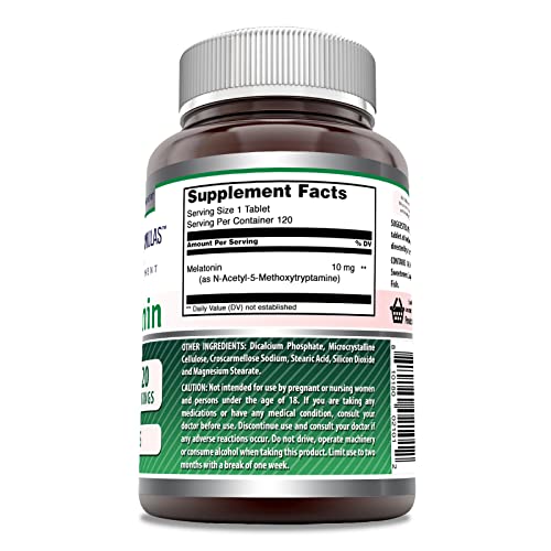 Amazing Formulas Melatonin 10mg 120 Tablets Supplement | Non GMO | Gluten Free | Made in USA