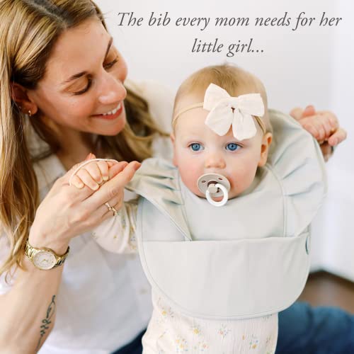 Bibtique Ruffle Smock Bibs For Babies 6-24 Months - Waterproof Food Catcher Bibs With Pocket - Mess Proof Baby Eating Bibs