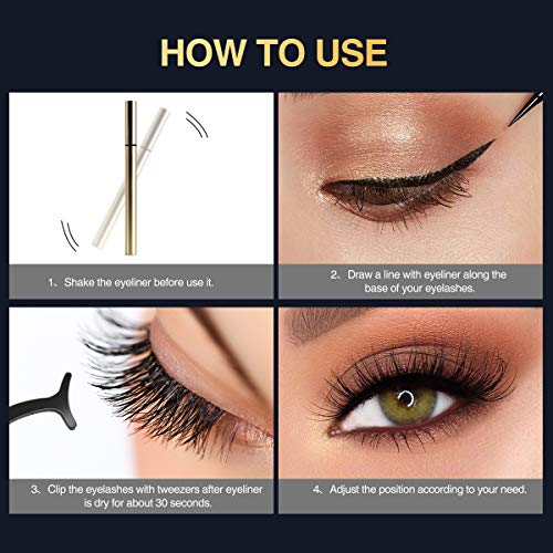 MAgic Magnetic Eyelashes and Eyeliner Kit 3D 5D Natural Look False Lashes No Glue Needed NO Magnetic Need NO Add Weight 7 Pairs Eyelash Kityeliner Pen (Blue)