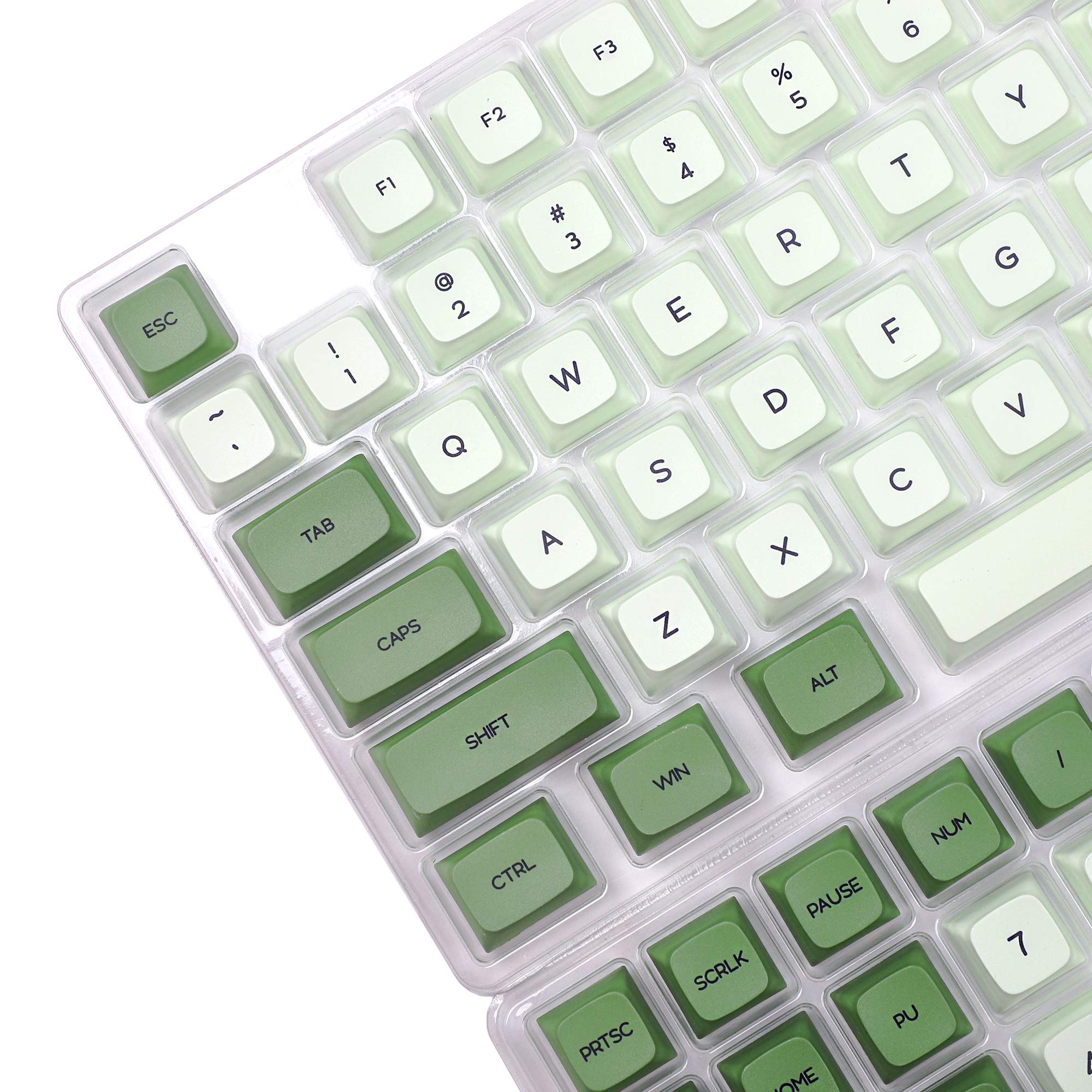 Matcha Dye Sub ZDA PBT Keycap Similar to XDA Japanese Korean Russian for MX Keyboard 104 87 61 Melody 96 KBD75 ID80 GK64 68(Only Keycap) (Matcha English Base Kit)