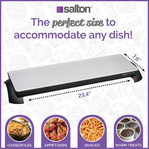 Cordless Warming Tray by Salton | Medium Electric Hot Plate | Cooking, Serving & Warming Tray | 23-3/4β x 7-3/4β Hot Plate
