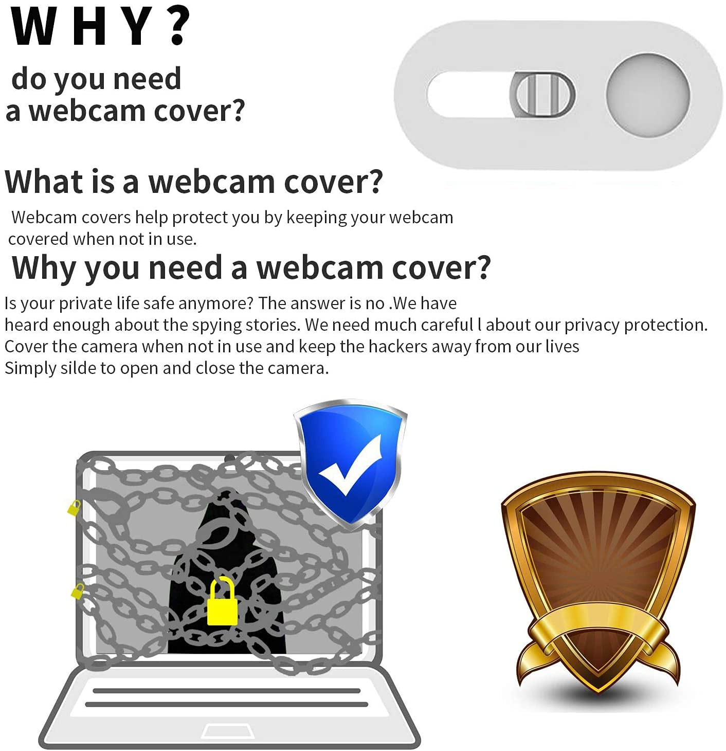 S MOSENCH Webcam Cover Slide Ultra Slim Web Camera Cover for Computer, Dell HP Laptop, Mac, Mac Book Pro, Smartphone, Slider Camera Blocker Protect Privacy and Security (4 Pack)