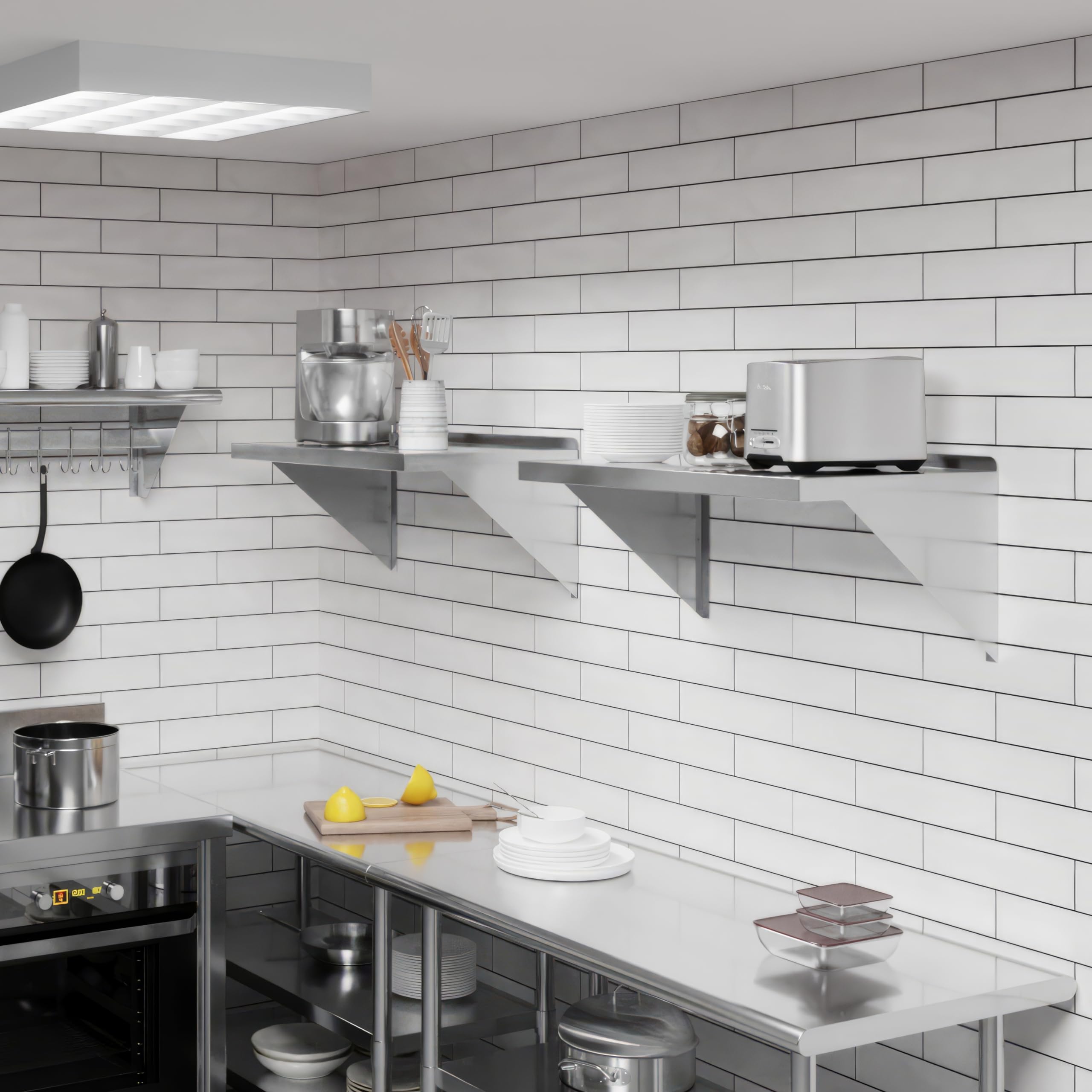 AmGood 18" x 30" Stainless Steel Wall Shelf | Appliance & Equipment Metal Shelving | Kitchen, Restaurant, Garage, Laundry, Utility Room | Heavy Duty | Squared Edge | NSF Certified