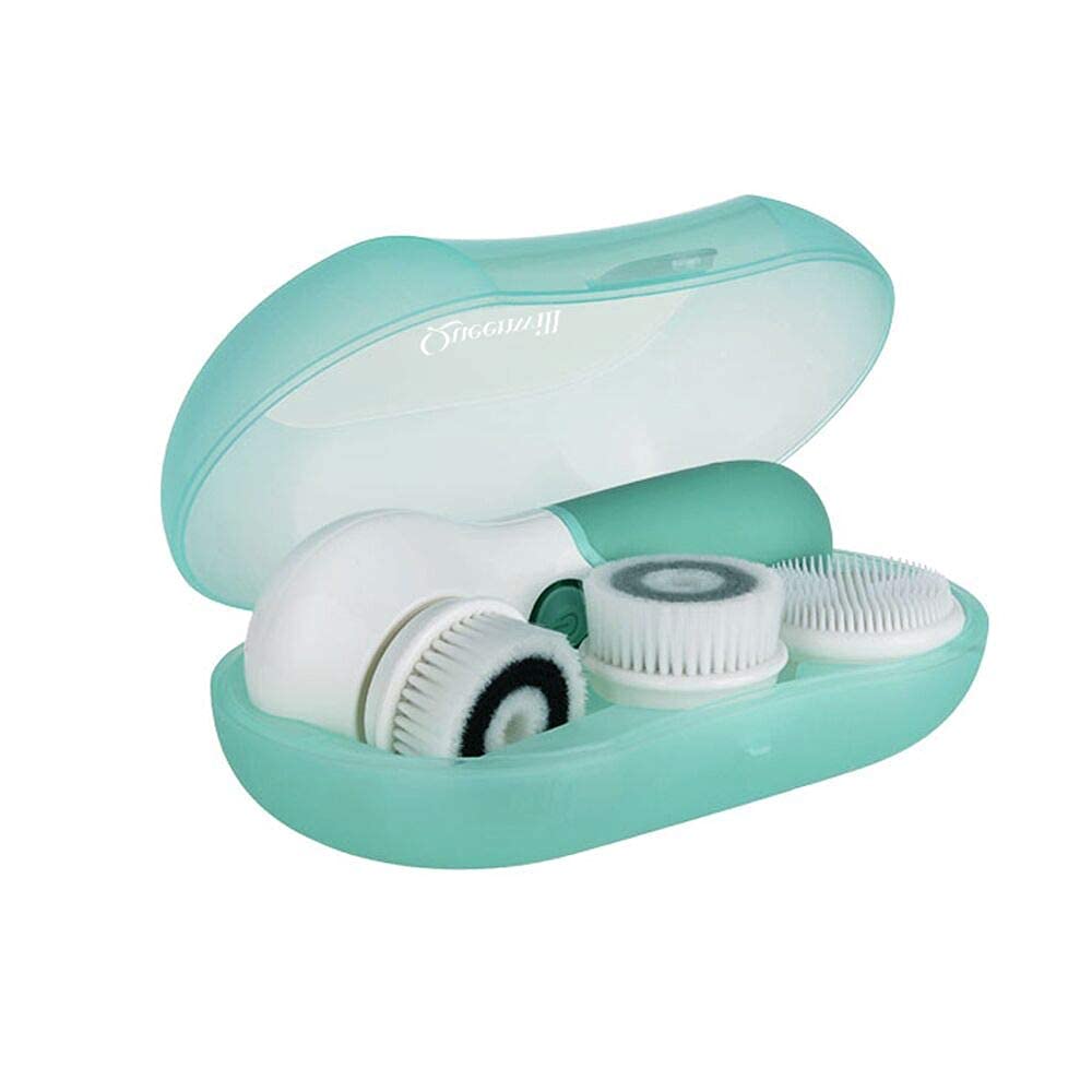 Spinning Face Cleansing Brush Queenwill Waterproof Facial Cleansing Rotating Brush Set for Exfoliating, Face Massage & Deep Cleansing, Equipped with 3 Portable Facial Cleaners & 2 Adjustable Speeds