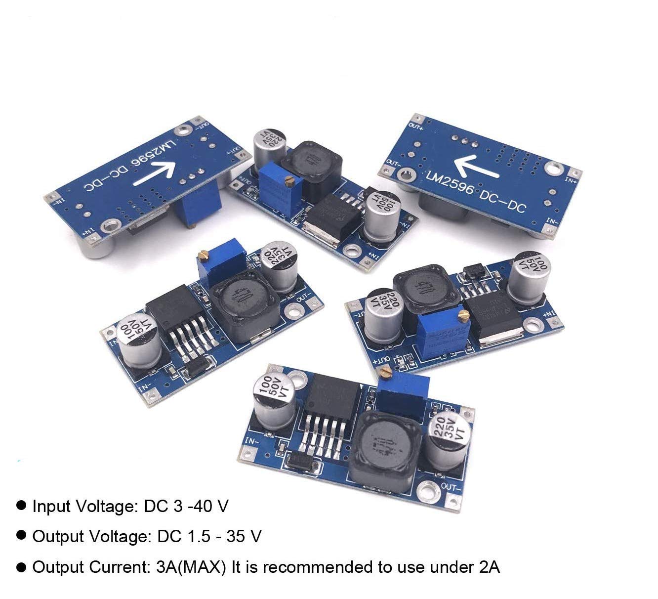 CenryKay 6PCS LM2596 DC-DC Buck Converter, Adjustable Step Down Voltage Regulator 3-40V to 1.5-35V Power Supply Volt Reducer Transformer Module