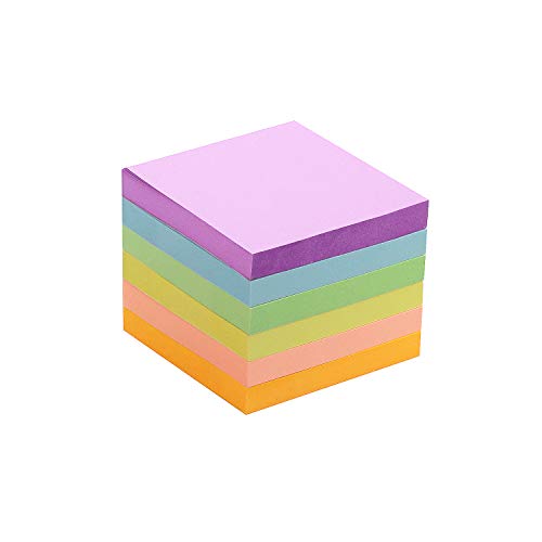 Early Buy Pop Up 3x3 Sticky Notes Self-Stick Notes 6 Pads, 6 Pastel Color, 100 Sheets/Pad