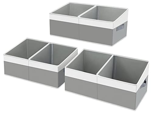 DIMJ Trapezoid Storage Bins, 3 Packs Closet Baskets, Foldable Fabric Baskets for Clothes, Baby Toiletry, Toys, Towel, DVD, Book Gray and White