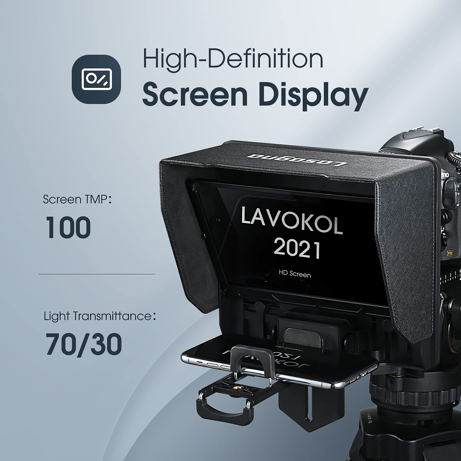 Professional Teleprompter for iPad Smartphone Tablet 11 inches for DSLR Camera w/Remote APP Control, Splitter Glass for Wide Angle Video Recording Vlogging Live Streaming,w/Portable Carry Case