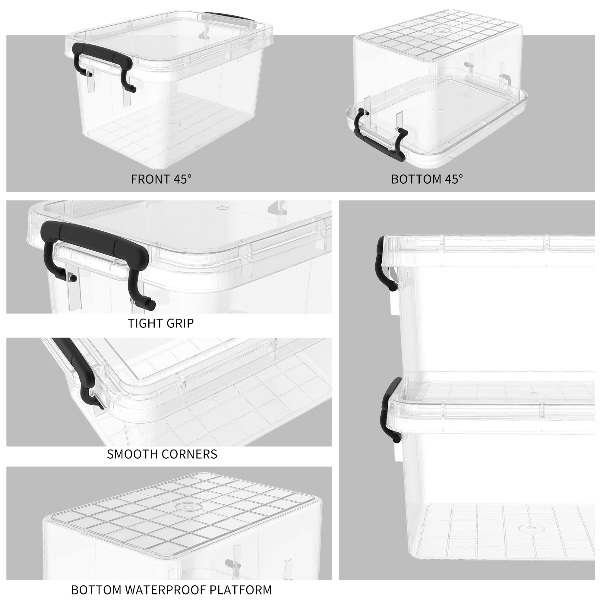 Cetomo 3.2Qt*20 Plastic Storage Bins, Storage Box, 20 Pack, Organizing Container with Durable Lids, Secure Latching Buckles, Stackable and Nestable, No-Frills, Clear