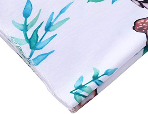 Newborn Girls Receiving Blanket Headband Set Flower Baby Swaddle Blankets Infant Warm … (0-6 Months, Deer)