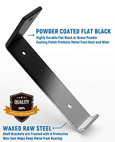 LEOPO 12 inch Shelf Bracket for DIY Floating Shelf, 1/5 inch Thick Heavy Duty Bracket, 6 Pack, 11.25” x 6” x 1.5”