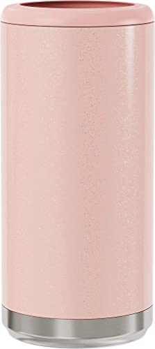 Maars Skinny Can Cooler for Slim Beer & Hard Seltzer | Stainless Steel 12oz, Double Wall Vacuum Insulated Drink Holder - Glitter Blush