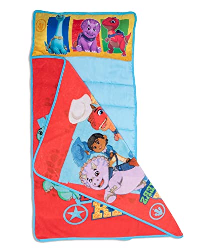 Dino Ranch Dinosaur Toddler Nap Mat Set – Includes Pillow and Fleece Blanket – Great for Boys Napping During Daycare or Preschool - Fits Toddlers