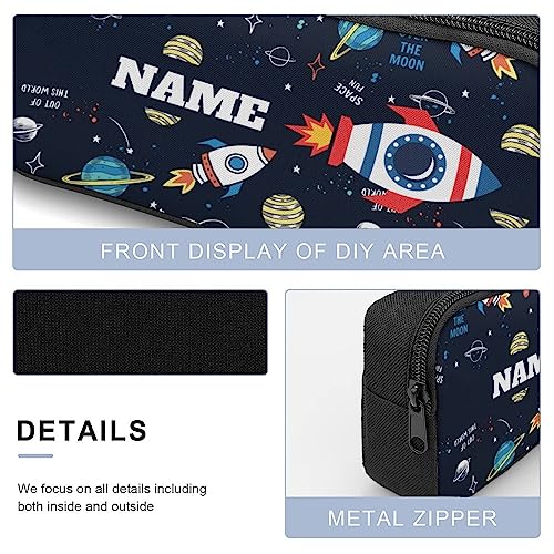 Aicihert Custom Galaxy Planet Rocket Backpack Personalized 3 Piece Set Backpack with Your Name Text School Bag Customized Bookbag with Lunch Box And Pencil Case Set for Boys Girls Student