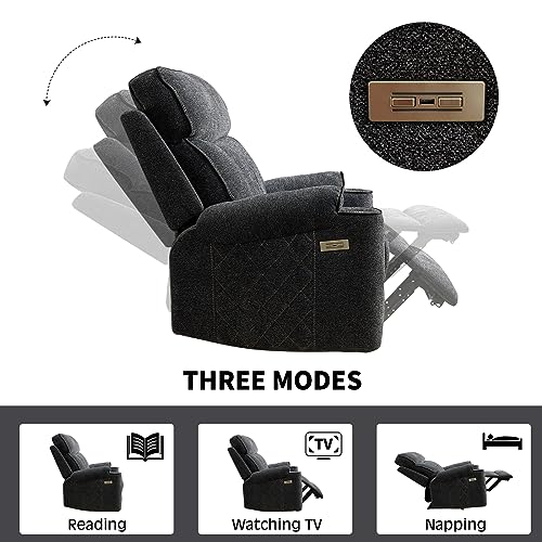ANJ Classic Power Recliner Chair, Overstuffed Electric Recliners with Double Layer Backrest and Cup Holders, Comfy Reclining Single Sofa for Living Room