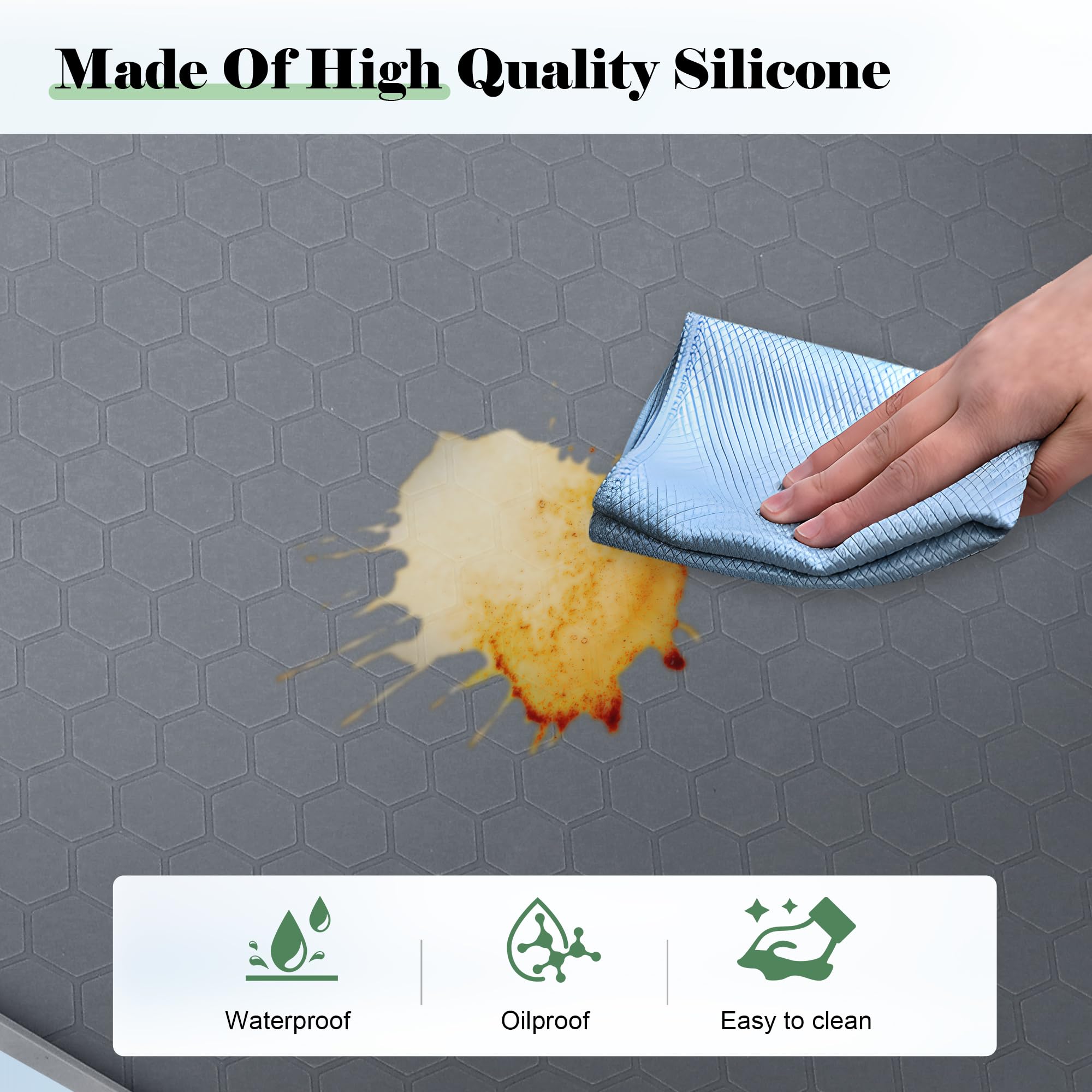 25β x 19β Waterproof Under Sink Mat for Bathroom/Kitchen - Silicone Cabinet Liner Shelf Protector Organizer,Leaks Flexible Drip Tray- Holds 3.5 Gallons - Dark Gray