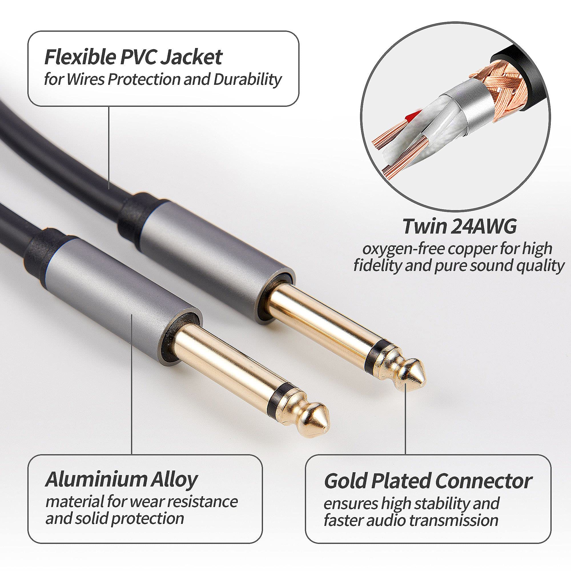 ARLX Guitar Cable 10 Feet Professional Guitar Amp Cord 1/4 inch Instrument Cable, Electric Bass Guitar Cable