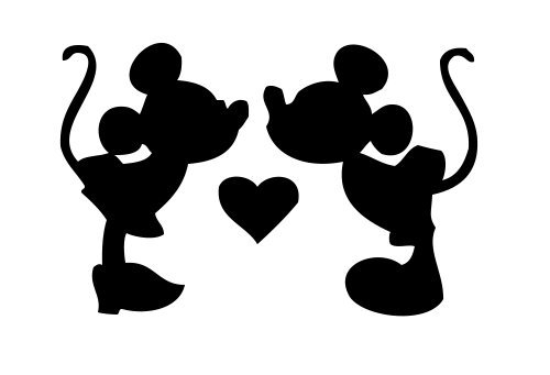 Mickey And Minnie Kissing Car Truck Laptop Helmet Toy Box Tumbler Cup Die Cut Vinyl Decal Sticker (black, 6")