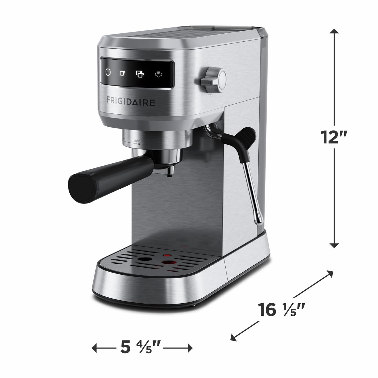Frigidaire 20 Bar Small Espresso Machine with Milk Frother and Tamper - Makes Cappuccinos, Lattes, and More, Stainless Steel