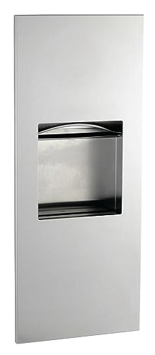 BOBRICK 36903 TrimLineSeries Stainless Steel Recessed Paper Towel Dispenser with 1.6-Gallon Waste Receptacle