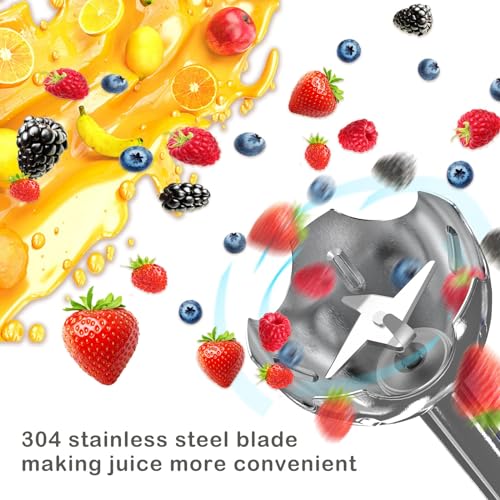 Aifeel Immersion Hand Blender with Ice Chopper,7 in 1 Handheld Blender Stainless Steel Hand Stick Blender with Chopper, Beaker, Whisk for Smoothie, shakes, Baby Food, Sauces Red, Puree, Soup