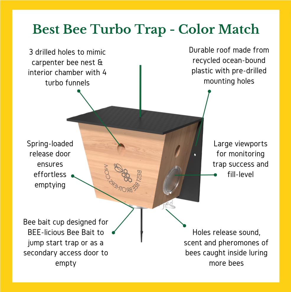 Carpenter Bee Traps for Outside - Carpenter Bee Trap, Turbo Trap 2.0 W/Bee Vault Wood Bee Traps - Carpenter Bee Traps for Outdoors Hanging - Bee Catchers for Outside (White, 2 Pack)