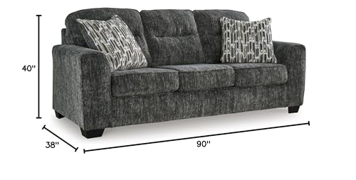 Signature Design by Ashley Lonoke Modern Sofa with 2 Accent Pillows, Gray