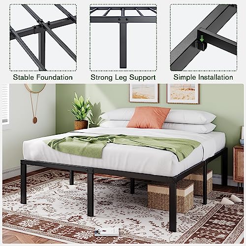 IMUsee Heavy Duty 18inch King Size Metal Platform Bed Frame with Large Under Bed Storage Space, Sturdy Metal Frame/Mattress Foundation/No Box Spring Needed/Easy Assembly/Noise-Free