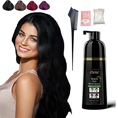 Black Hair Dye YIZHONG Hair Dye Shampoo Women Men Semi Permanent Hair Color For Gray Hair Coverage Shampoo For Color Treated Hair Natural Instincts Hair Color Depositing Shampoo (Natural Black)