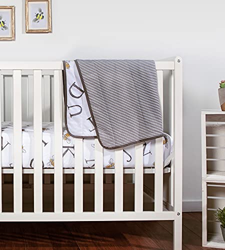 Burts Bees Baby Infant Reversible Blankets 100% Organic Cotton GOTS Certified - A-Bee-C Prints with Quilting Pattern Soft Nursery Blanket with 100% Polyester Fill for Size 30 x 40 Inch
