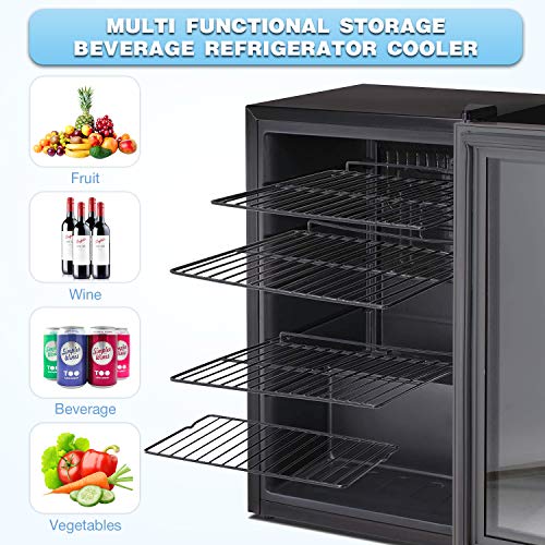 Antarctic Star Beverage Refigerator -85 Can Mini Fridge for Soda Beer or wine,Small Drink Dispenser, For Office or Bar with Adjustable Removable Shelves,2.3 Cu. Ft. Black