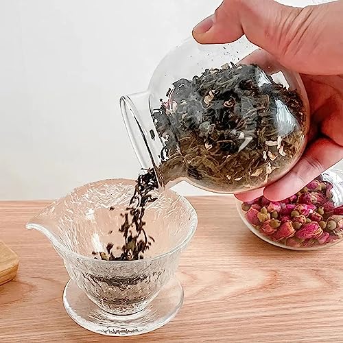 Aurfedes Set of 2 round glass jars with Bamboo lid β 17oz wedding candy jar kitchen Storage jar, perfect for tea, biscuits, cereals, flour, beans, spices, coffee beans etc (2PCS)